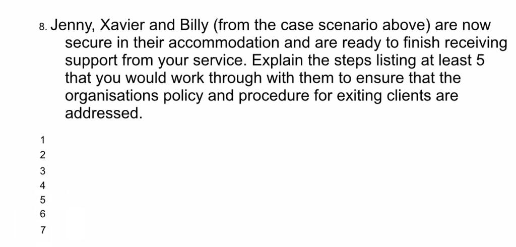 Community Service Homelessness Case Scenario Questions & Answers